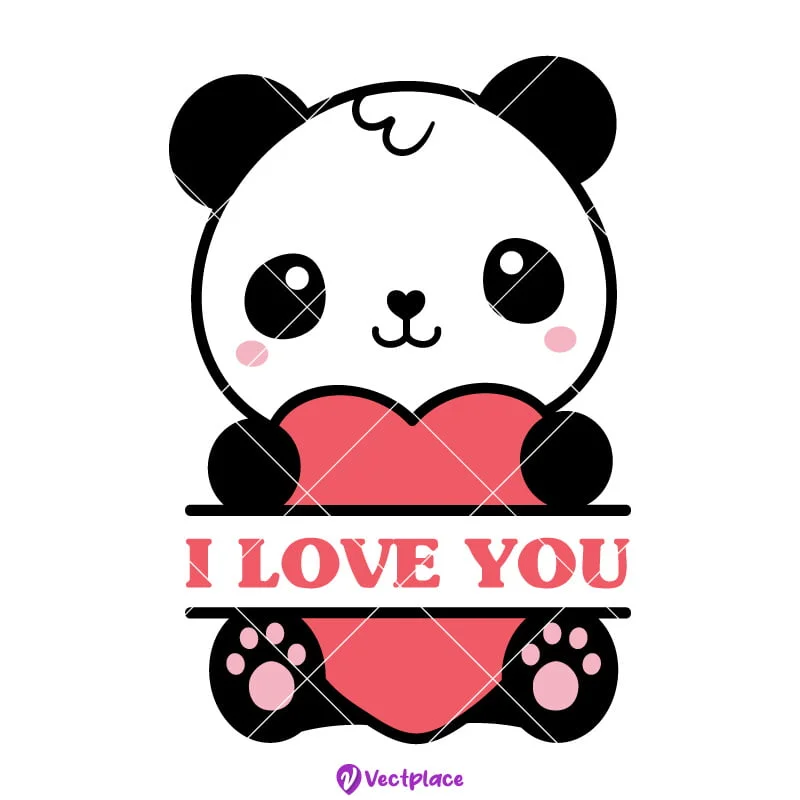 Cute Panda With Heart Monogram Svg, Valentine's Day Svg, Cut File ...