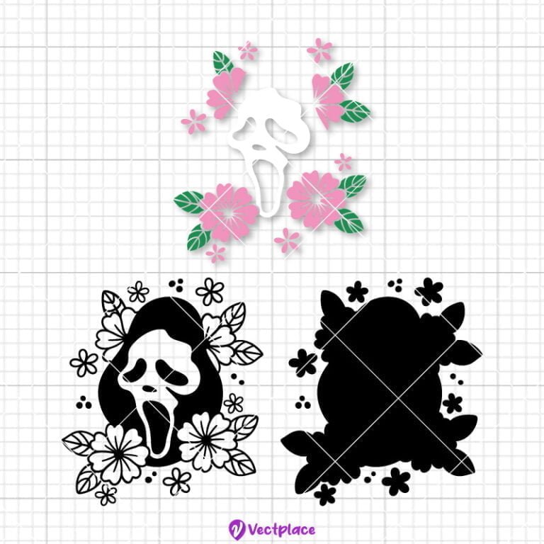 Floral Scream Svg, Scream Face Svg, Halloween Svg, Cut File, Cricut ...