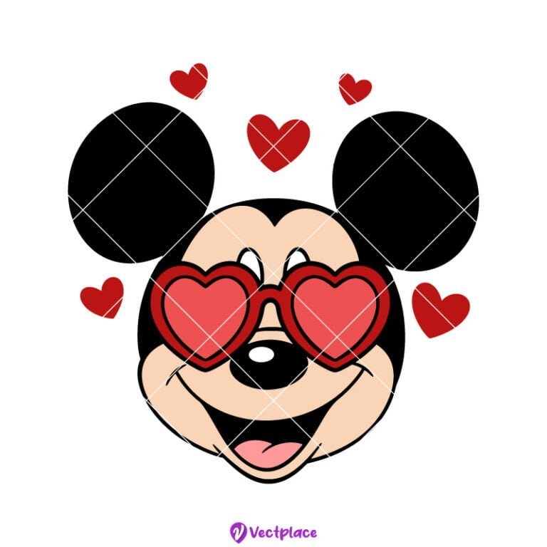 Mickey Mouse Svg, Mickey With Glasses Svg, Valentine's Day Svg, Cut ...